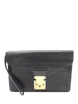 LOUIS VUITTON 1990 Dragonne Clutch - Black
