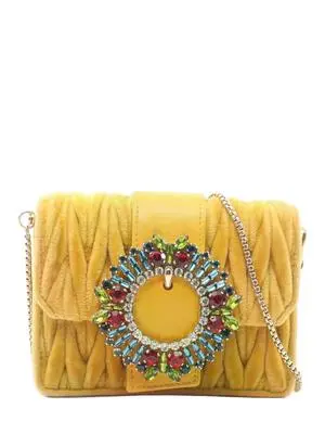 Miu Miu Crystal-embellished Shoulder Bag - Yellow
