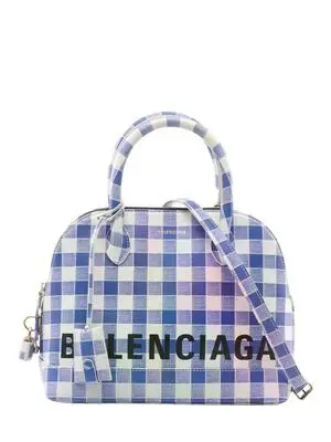Balenciaga 2010s Ville Checked Tote Bag - Blue