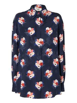 Fendi Ff Jacquard Silk Shirt - Blue