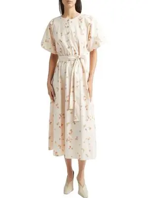 Altuzarra Paulina Petal Print Shirtdress - 416689 Pale Blush Ao Petals
