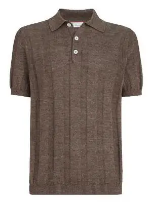 Brunello Cucinelli Rib Knit Polo - Hazelnut