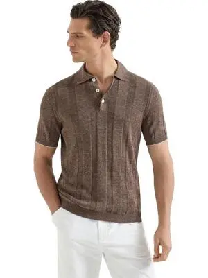 Brunello Cucinelli Rib Knit Polo - Hazelnut