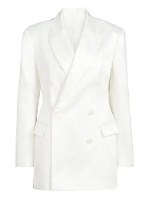 Brunello Cucinelli Satin Blazer With Monili Detail - White
