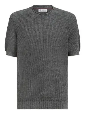 Brunello Cucinelli Linen And Cotton T-shirt - Dark Grey