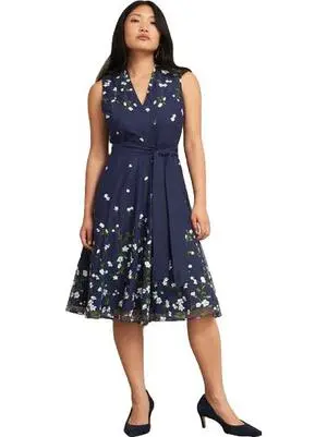 HOBBS LONDON Aria Embroidered Dress - Midnight Blue