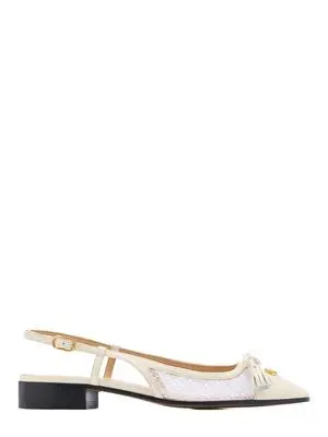 Valentino Garavani Valet Du Roi Leather Slingback Ballerinas - White