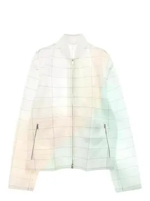 Hermès 2010s Check Pattern Zip-up Jacket - White