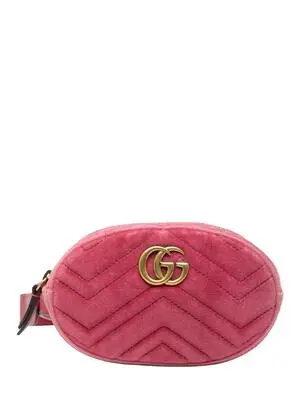 Gucci Gg Marmont Matelasse Velvet Belt Bag - Pink