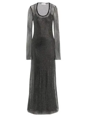 Sportmax Cinese Crystal-embellished Mesh Maxi Dress - Black