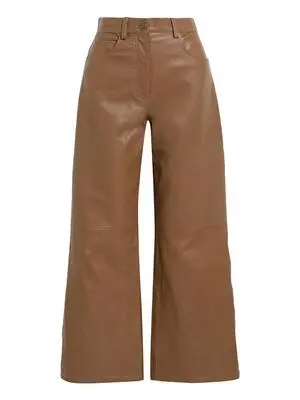 Etro Leather Wide-leg Pants - Brown
