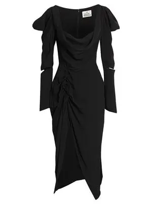VIVIENNE WESTWOOD Panther Draped Cutout Crepe Midi Dress - Black