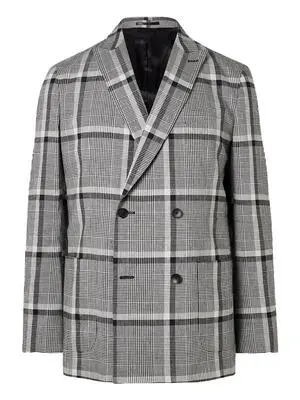 Mr P. Doublebreasted Checked Linenblend Blazer - Gray