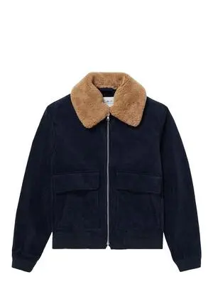 Mr P. Shearling-trimmed Cotton-corduroy Bomber Jacket - Navy