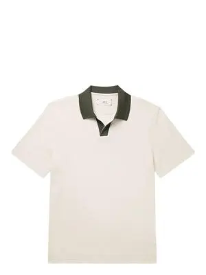Mr P. Twotone Piqué Polo Shirt - Ecru