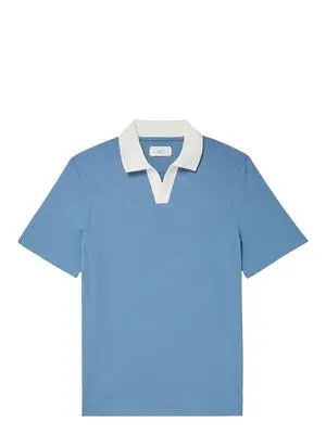 Mr P. Twotone Piqué Polo Shirt - Light Blue