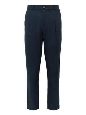 Mr P. Daniel Slim-fit Pleated Cotton-blend Seersucker Suit Pants - Midnight Blue