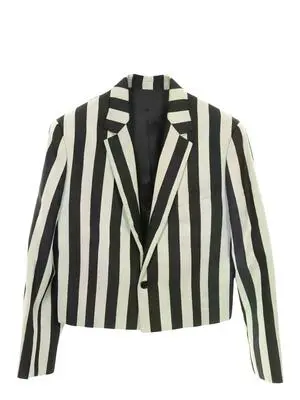 Celine 2000s Striped Cropped Blazer - Grey