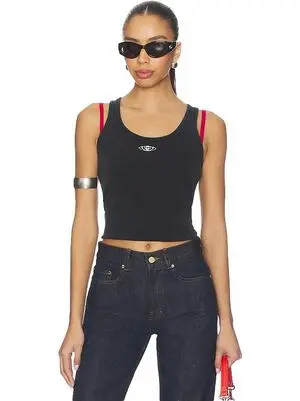 Casablanca Ribbed Tank Top - Black