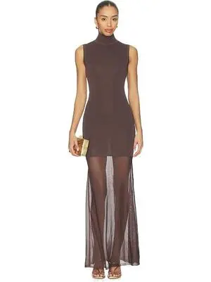 SEROYA Amine Knit Maxi Dress - Slate Brown