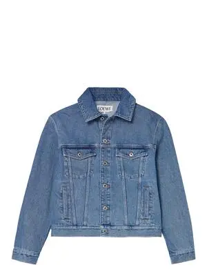Loewe Anagram Embroidered Denim Trucker Jacket - Blue