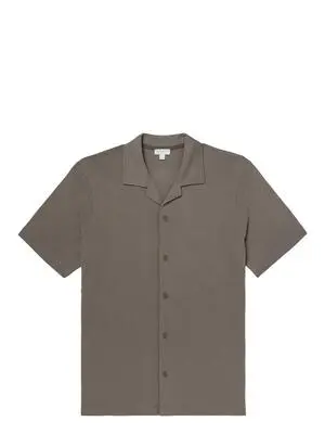 Sunspel Slim-fit Camp-collar Supima Cotton-mesh Shirt - Brown