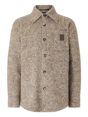 Loewe Logo-appliquéd Brushed Knitted Overshirt - Neutrals