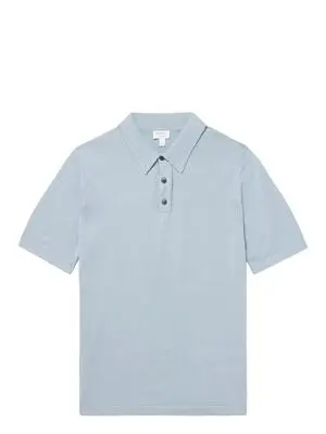 Sunspel Sea Island Cotton Polo Shirt - Blue