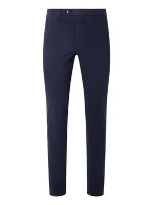 Canali Slim-fit Tapered Cotton-blend Twill Chinos - Blue