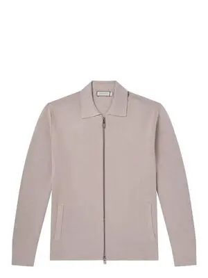 Canali Cotton And Modal-blend Zip-up Cardigan - Neutrals