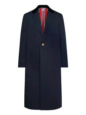 Thom Browne Tailored Velvet-collar Coat - Blue