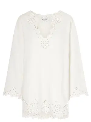 Isabel Marant Sherazade Scalloped Broderie Anglaise Cotton Mini Dress - White