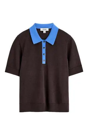 Cos Shrunken Wool-blend Polo Shirt - Brown