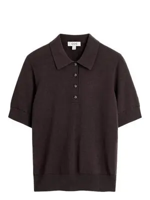 Cos Shrunken Wool-blend Polo Shirt - Brown