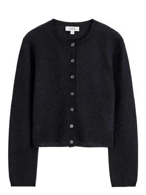Cos Zigzag Knit Mohair-blend Cardigan - Navy