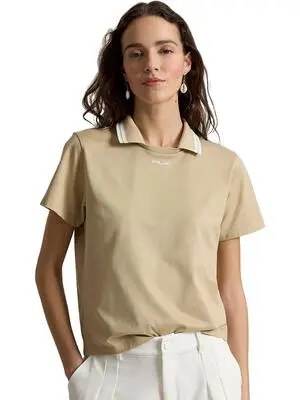 Ralph Lauren Jersey Layered-collar Polo Shirt - Classic Tan/ceramic White
