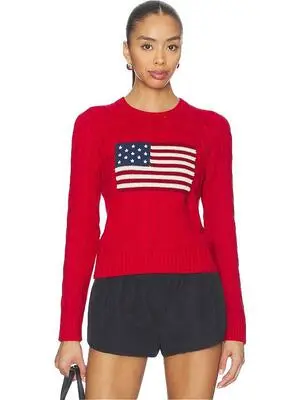 Polo Ralph Lauren Cotton Cable Knit Flag Sweater - Red
