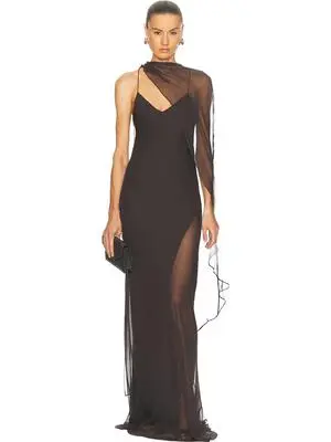 THE SEI Cape Cami Slit Gown - Carbon