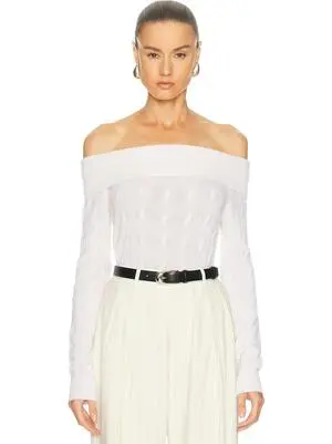 Ralph Lauren Off-the-shoulder Cashmere Knit Top - Lux Cream