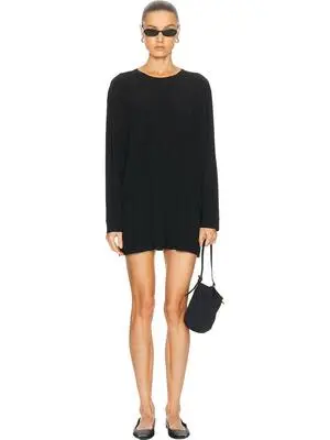 Norma Kamali Oversized Long Sleeve Mini Shirt Dress - Black