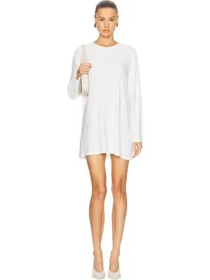 Norma Kamali Oversized Long Sleeve Mini Shirt Dress - Snow White