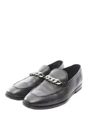 JIMMY CHOO 2000s Chain Leather Loafers - Black
