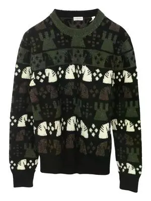 Burberry Crew-neck Horse Pattern Sweater - Black