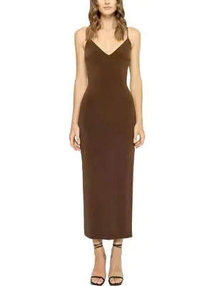NISSA Open-back Midi Dress - Brown