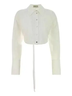 Blumarine Poplin Cropped Shirt - White