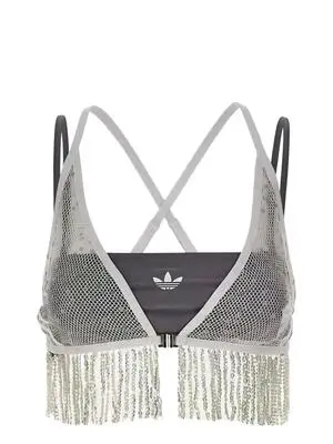Adidas Sequin Embellished Fringed Set Top - Grey