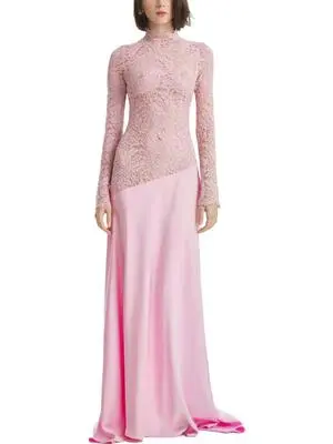 2310 STUDIO Lace Long-sleeve Maxi Dress - Pink