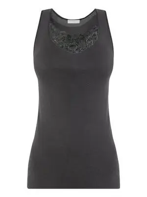 Hanro Lace-trim Tank Top - Grey