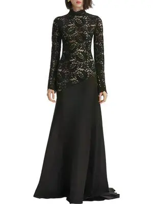 2310 STUDIO Lace Long-sleeve Maxi Dress - Black