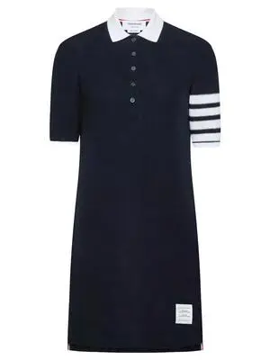 Thom Browne Textured Pique 4-bar Mini Polo Shirt Dress - Blue